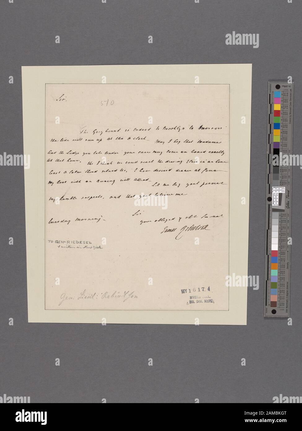 Robertson, James To (General Riedesel) Digitization was made possible ...