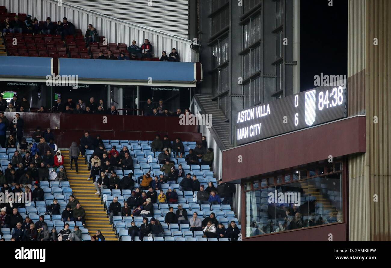 A general view of empty seats as the scoreboard reads 0-6 to Manchester ...