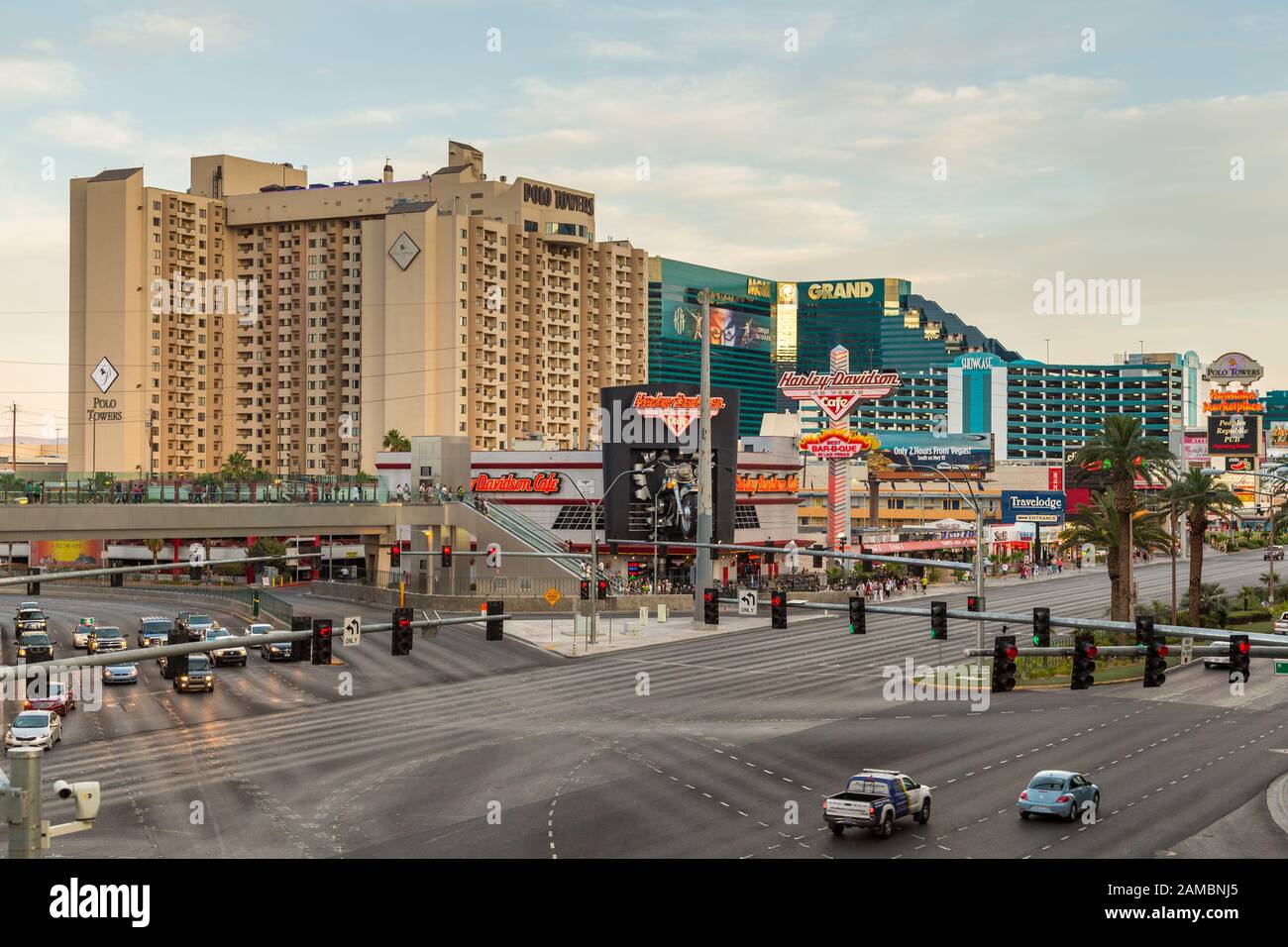 Las Vegas, Nevada, USA- 01 June 2015: Large intersection with lights ...