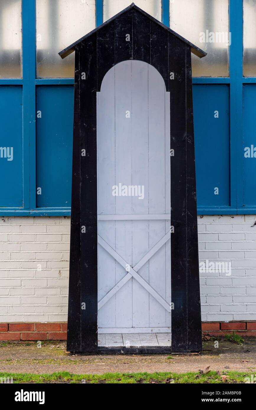 A wooden sentry to guard box for a soldier on duty empty deserted and ...