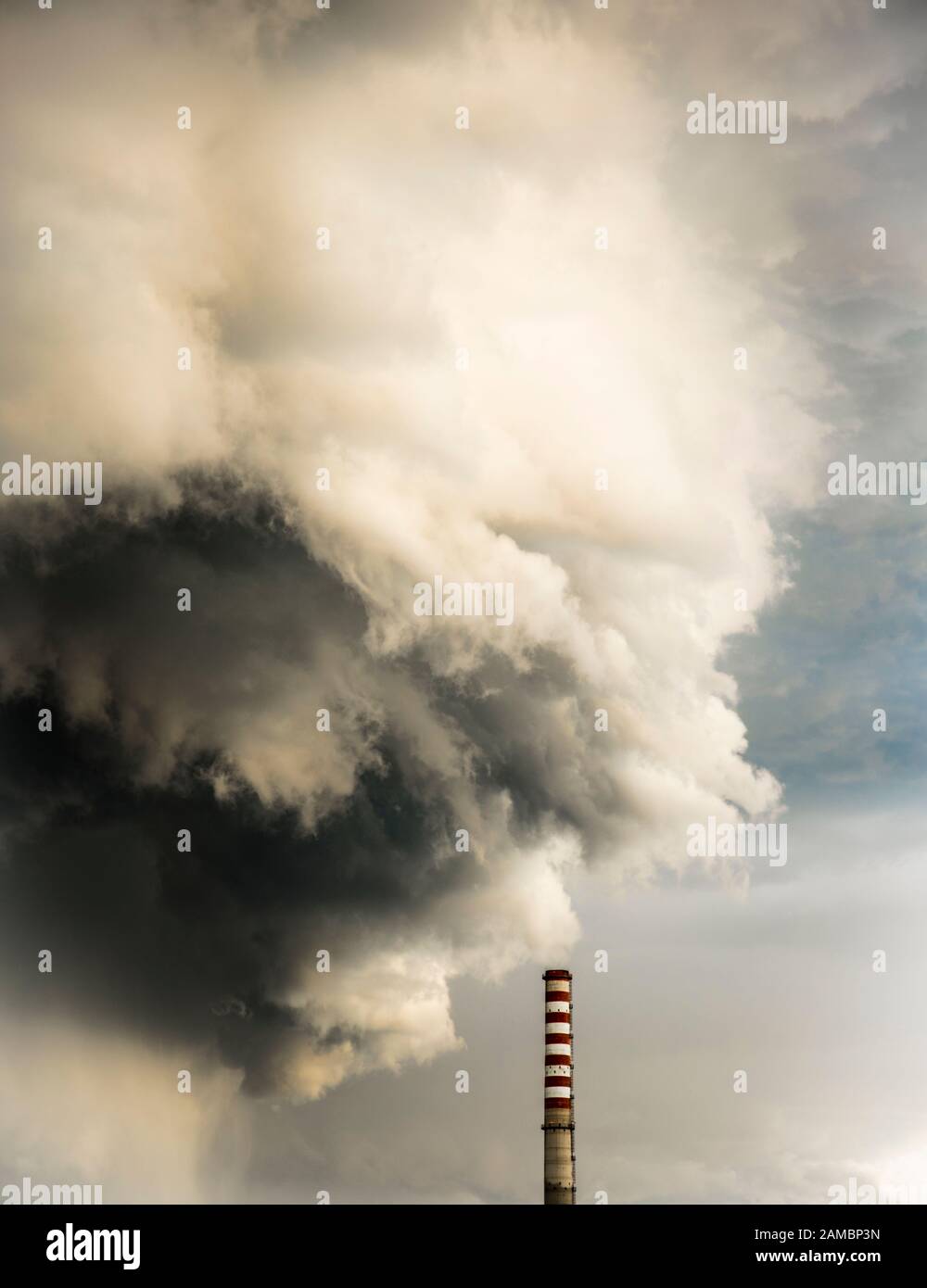 pollution of the atmosphere. Large cloud of smoke escapes from ...