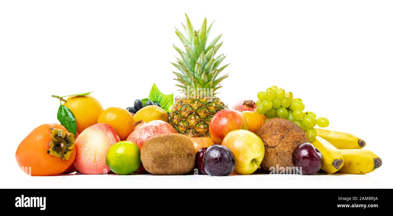 set of different fruits isolated on white background Stock Photo - Alamy
