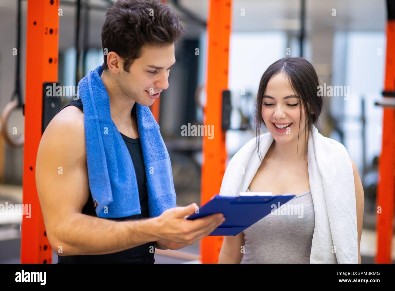Sports woman personal trainer talking hi-res stock photography and ...