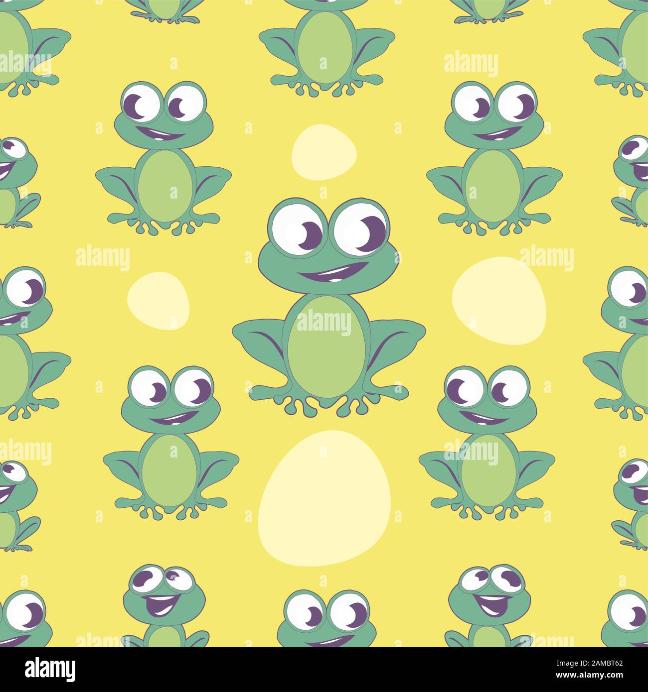 Seamless pattern of cute cartoon style frog on colorful background ...