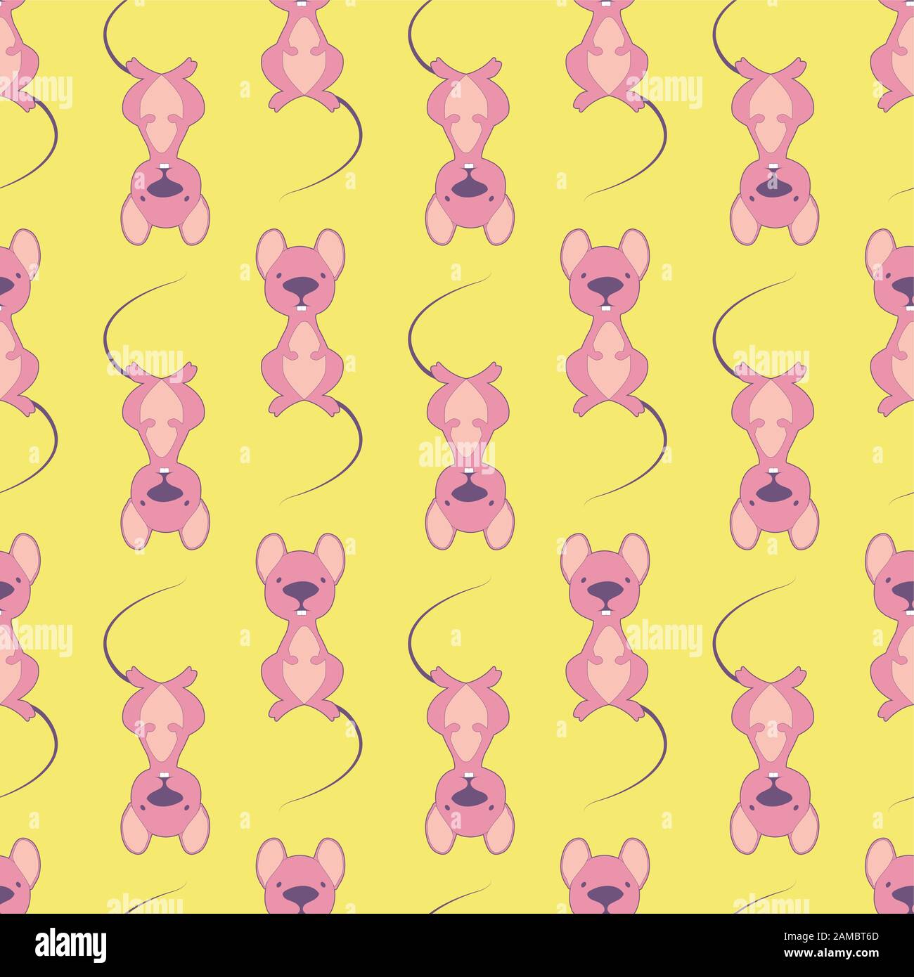 Seamless pattern of cute cartoon style mouse on colorful background ...