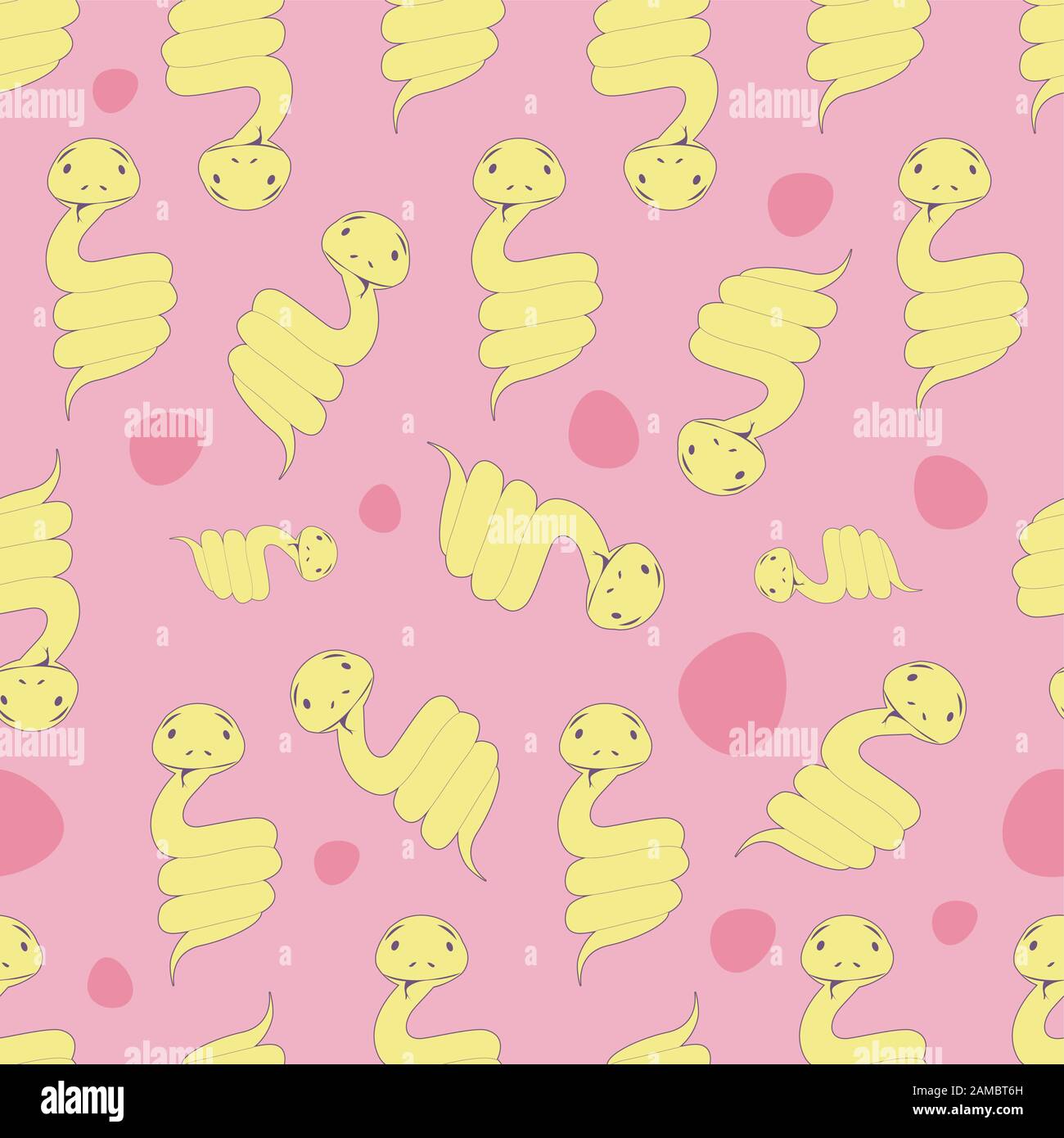 Seamless pattern of cute cartoon style snake on colorful background ...