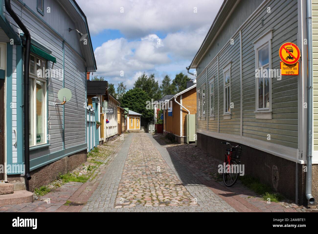 Street view in Old Rauma UNESCO world heritage site. Rauma, Finland ...
