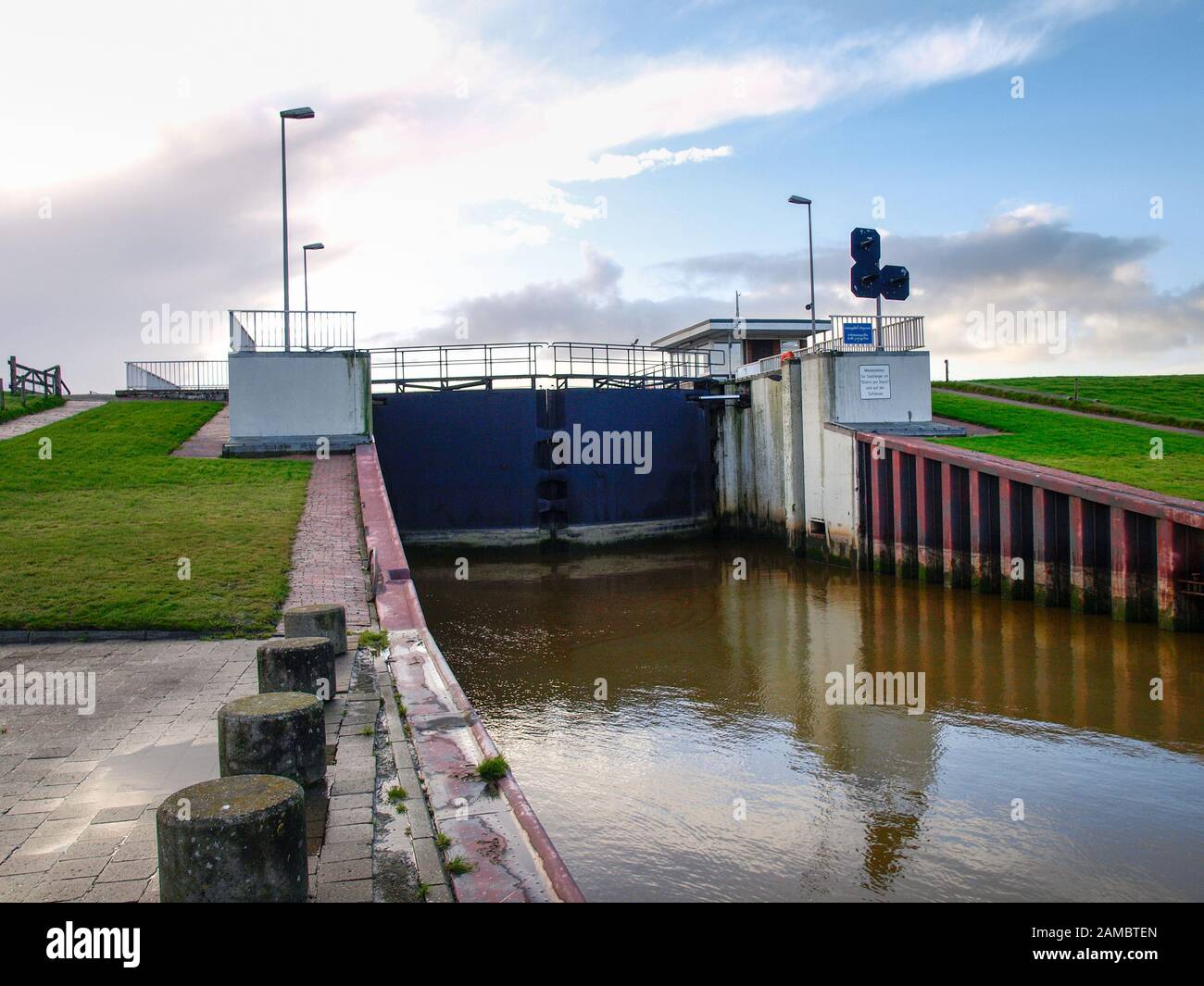 Niedersachsen, Germany: channel and closed to adjust the water level ...