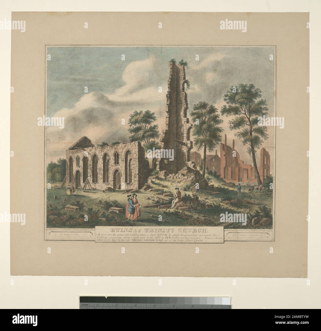 Ruins of Trinity Church as seen after the memorable conflagration of ...