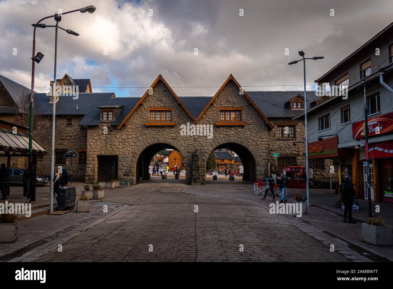 BARILOCHE, ARGENTINA, JUNE 18, 2019: view of the civic center and town ...