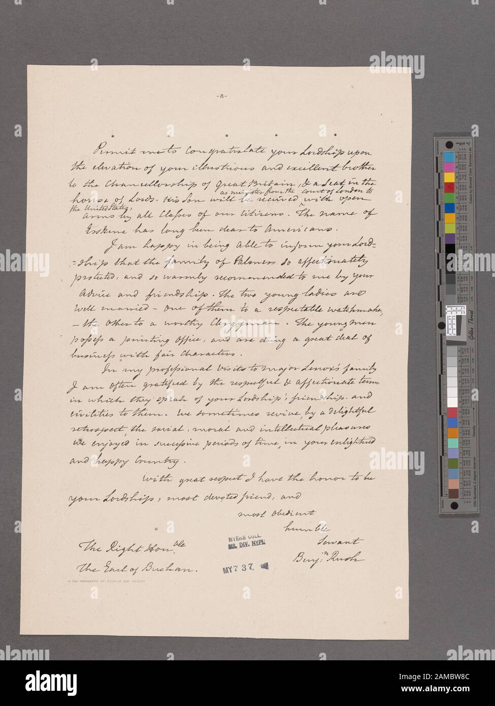 Rush, Benjamin Philadelphia To Earl of Buchan Digitization was made ...