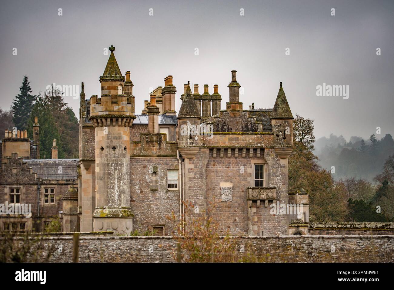 The building and interior of Sir Walter Scott Castle in Abbotsford, UK ...