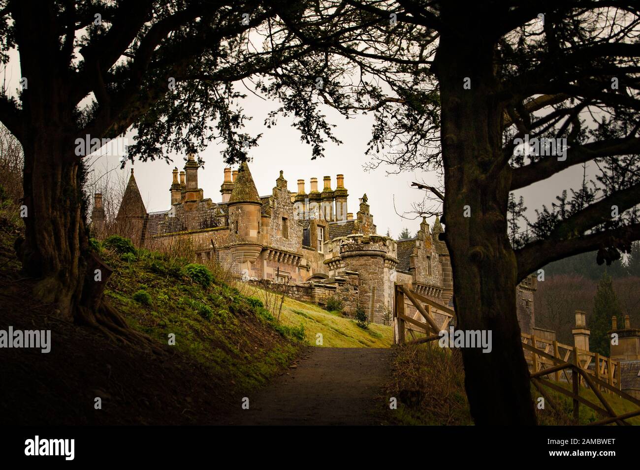 The building and interior of Sir Walter Scott Castle in Abbotsford, UK ...