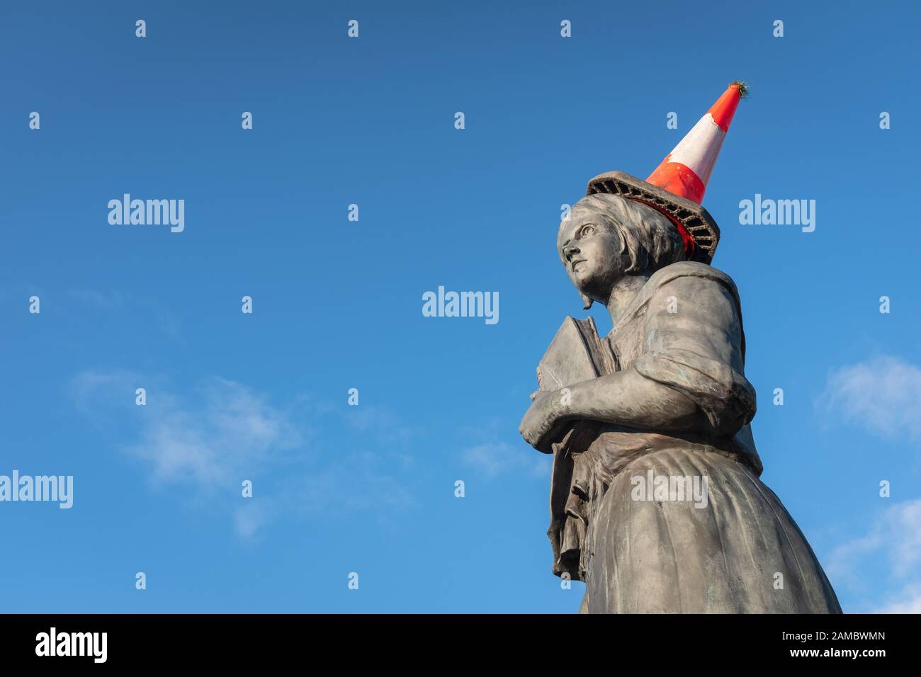 Looking up at the statue of Jean Armour, wife of poet Robert Burns, in ...