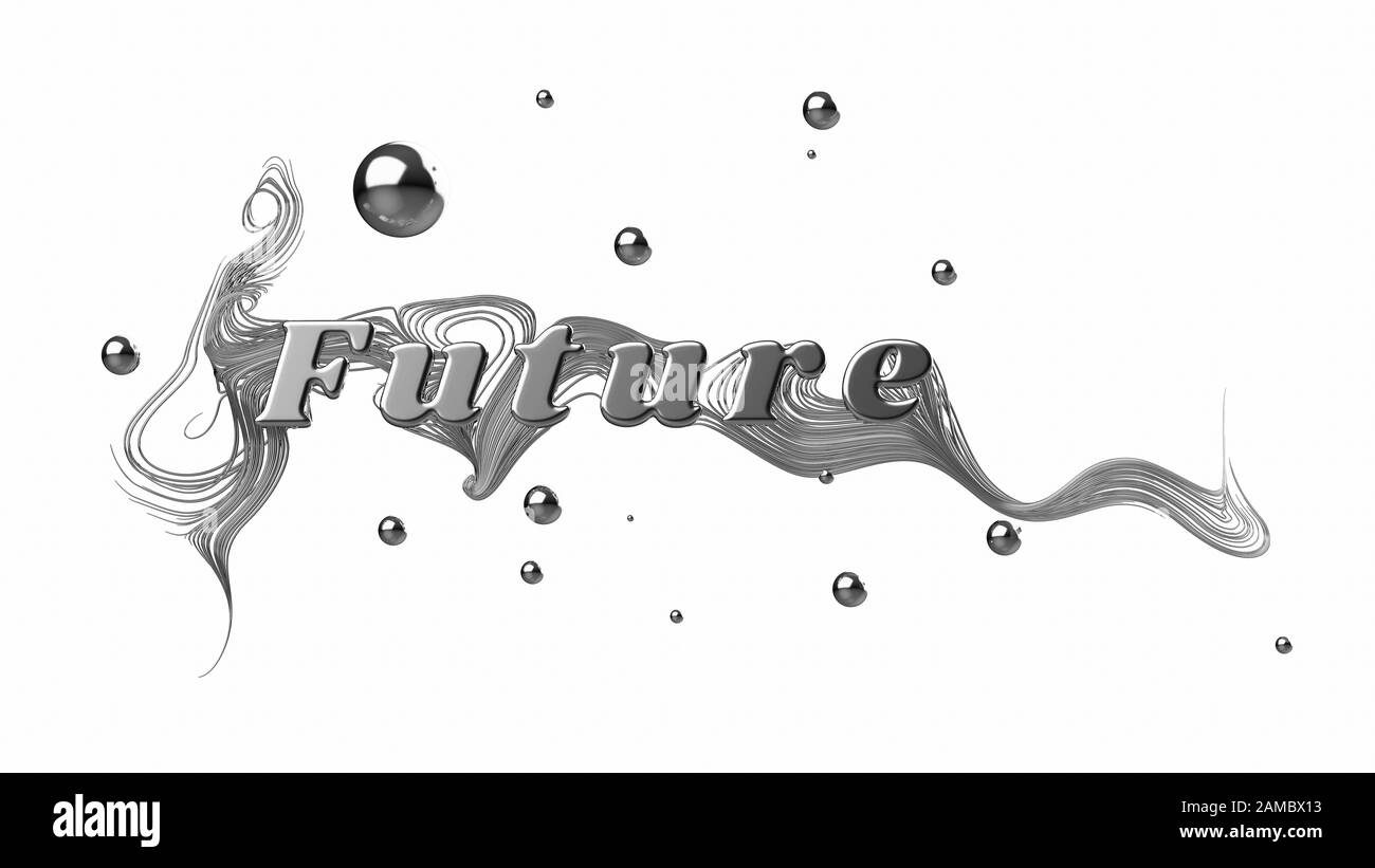 Abstract graphic composition with the word Future. behind the word are ...