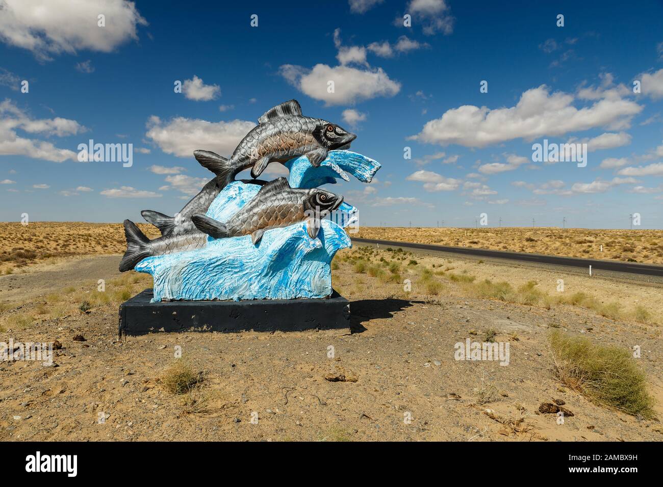 Aral, Kazakhstan - August 30, 2019: Monument to fish living in the Aral ...