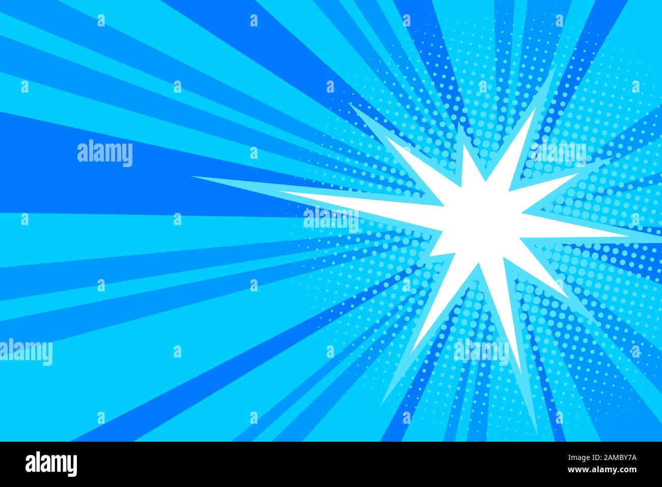Comic blue sunbeam background retro pop art style cartoon Stock Vector ...