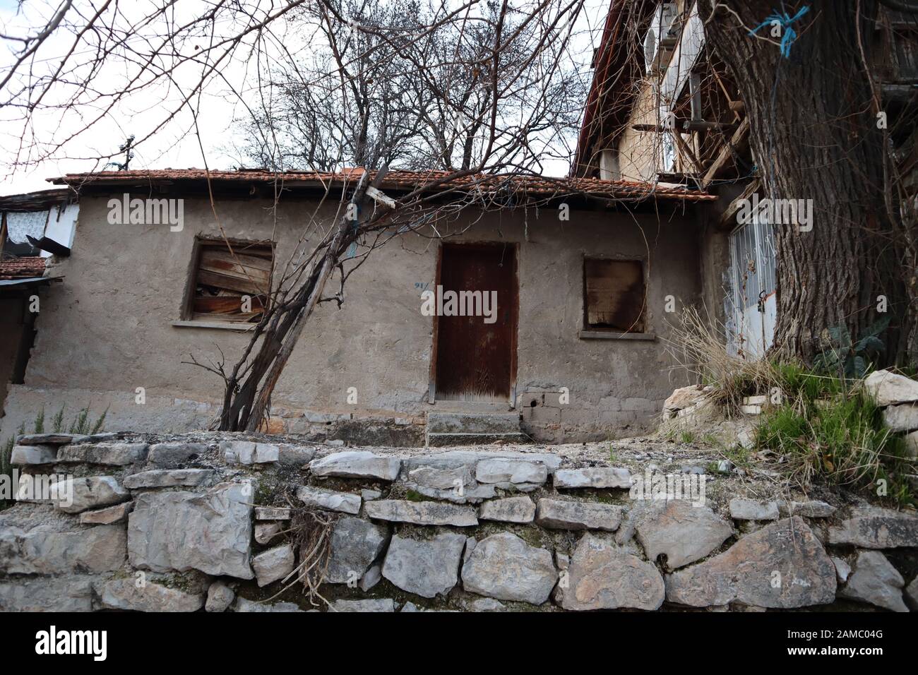 Old Turkish house made by stone and wood Stock Photo - Alamy