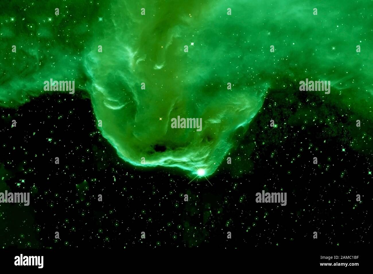 Green cosmic cloud among the stars. Elements of this image were ...