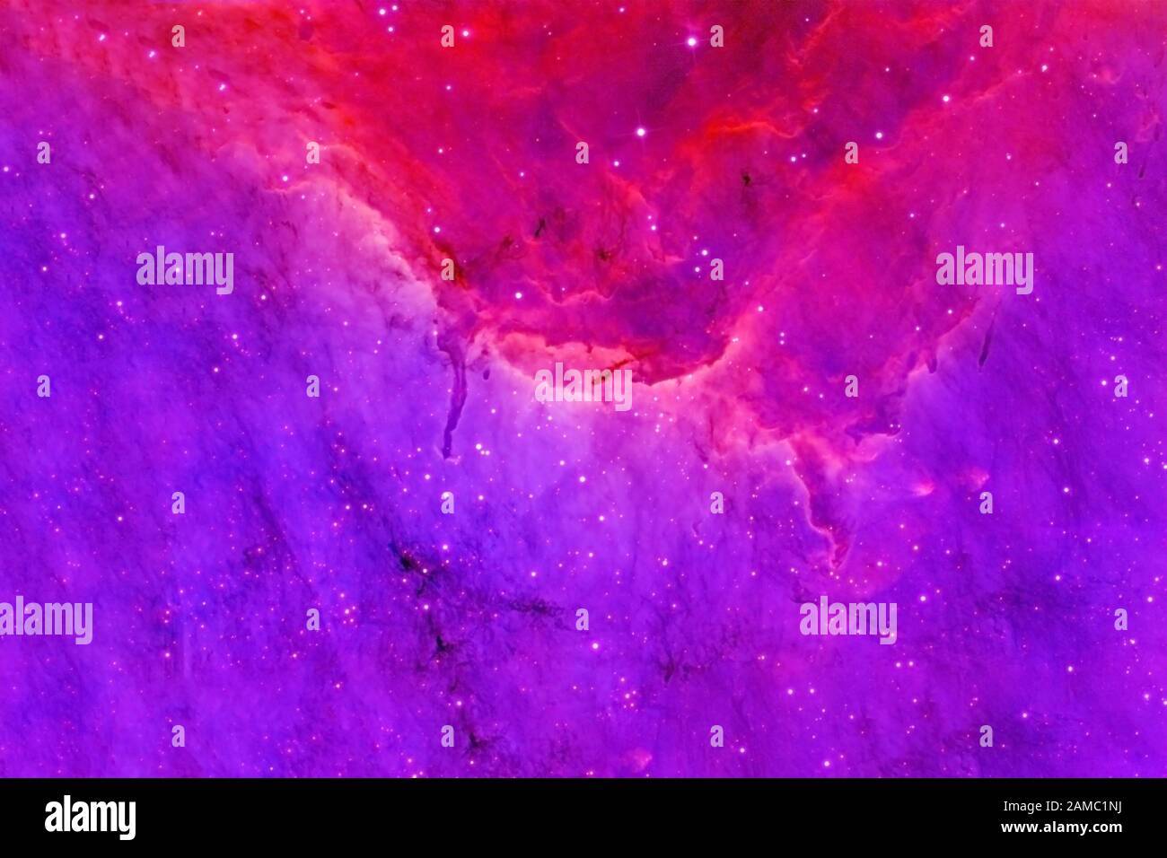 Pink nebula with stars and galaxies. Unusual shape. Elements of this ...