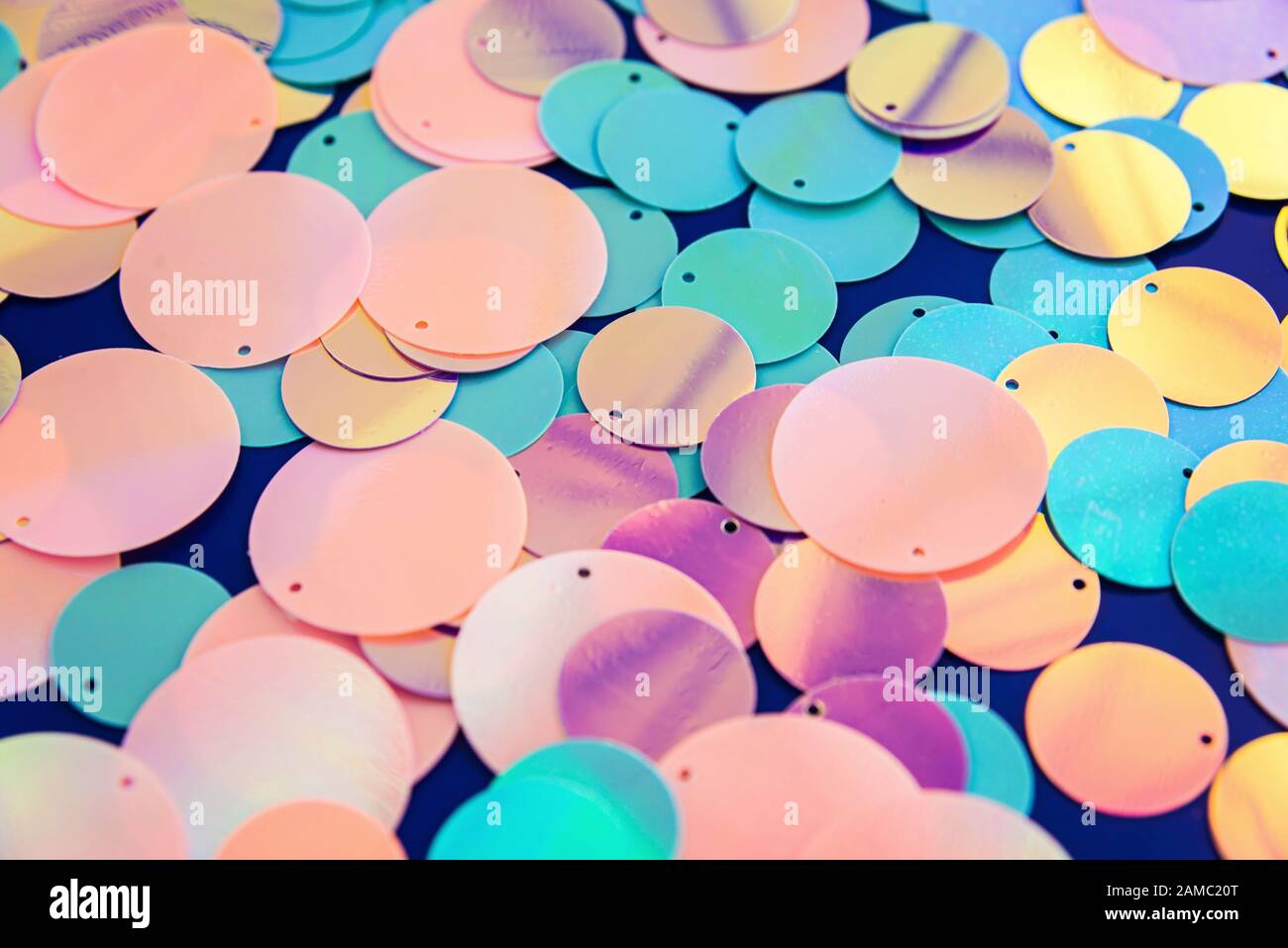 Big round holographic sequins abstract colorful background Stock Photo ...