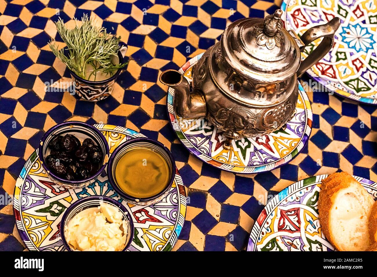 Typical, traditional Moroccan breakfast in a typical Maracan house ...