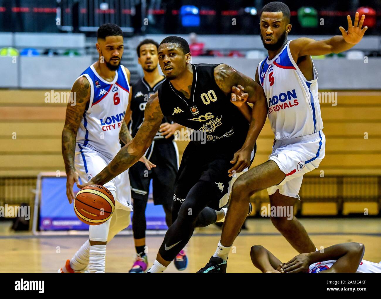 London, UK. 12th Jan, 2020. Ovie Soko of London Lions with the ball ...