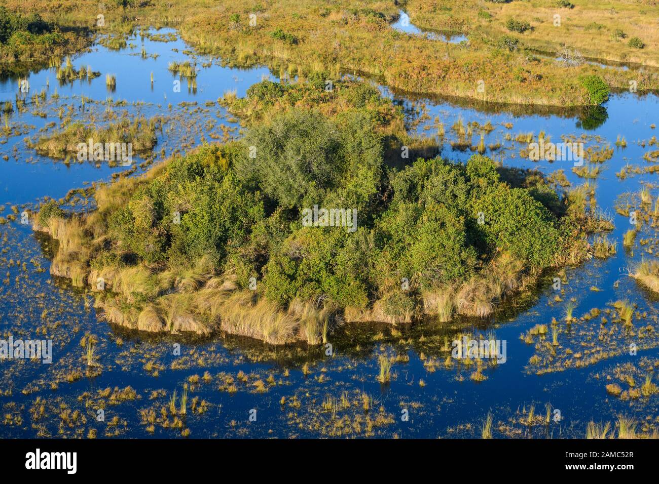 Aerial view of the Okavango Delta during the annual flood, Botswana ...
