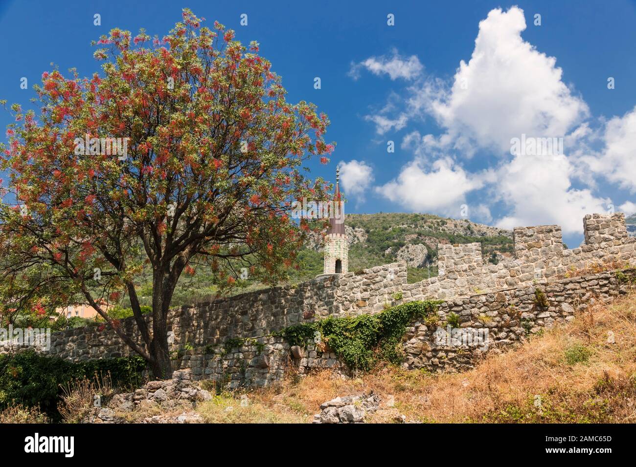 Old fortificated town in Montenegro - Stari Grad. Landscape with ...
