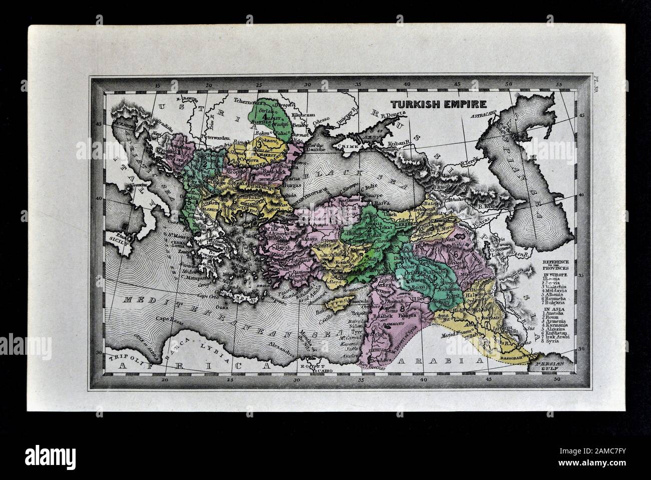 1834 Carey Map of Turkish Empire Ottoman Greece Balkans Asia Minor and ...