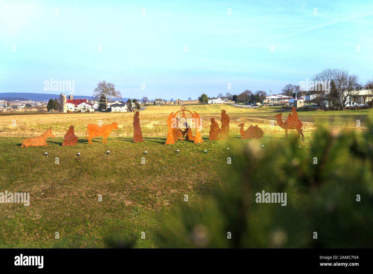 Nativity scene among a scenic rural country landscape, in Lancaster ...