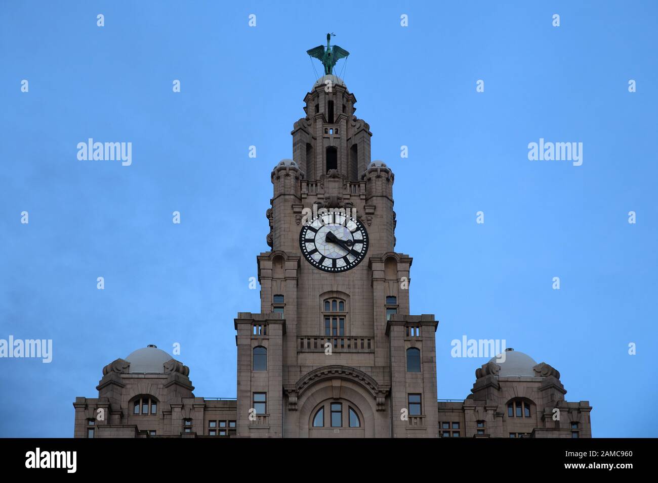 Liverpool, UK - 19 October 2019: Clock tower of Royal Liver Building at ...