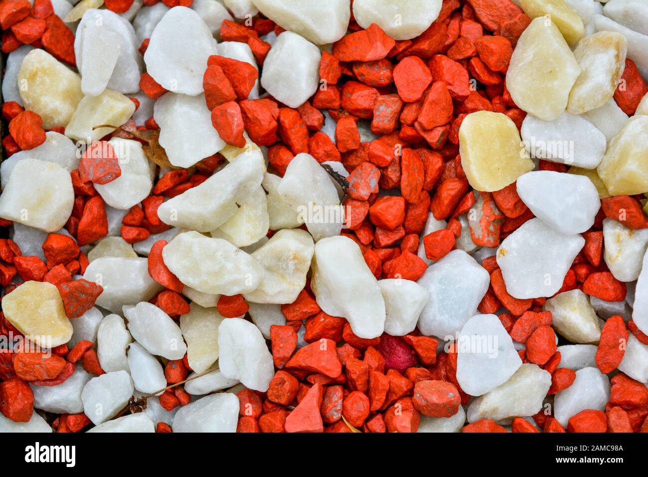White and red marble fine gravel. Simple stone background with white ...