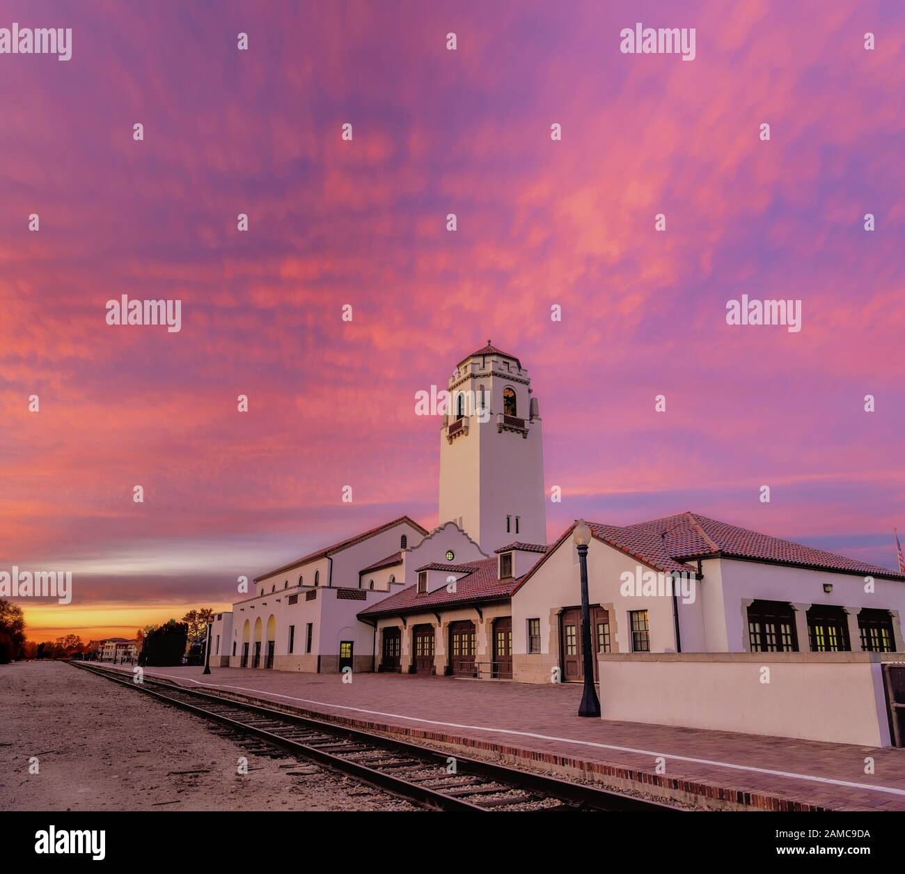 Beautiful sunset over the train depot in Boise Idaho Stock Photo - Alamy