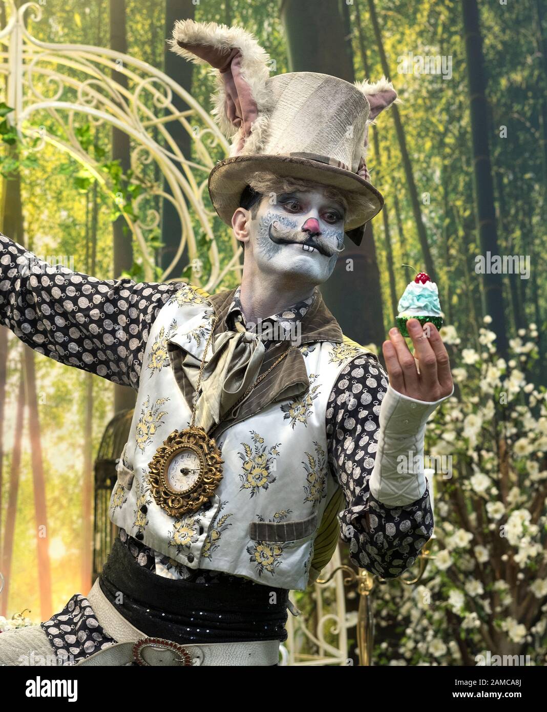 Alice In Wonderland Mad Hatter character posing for photographs Stock ...
