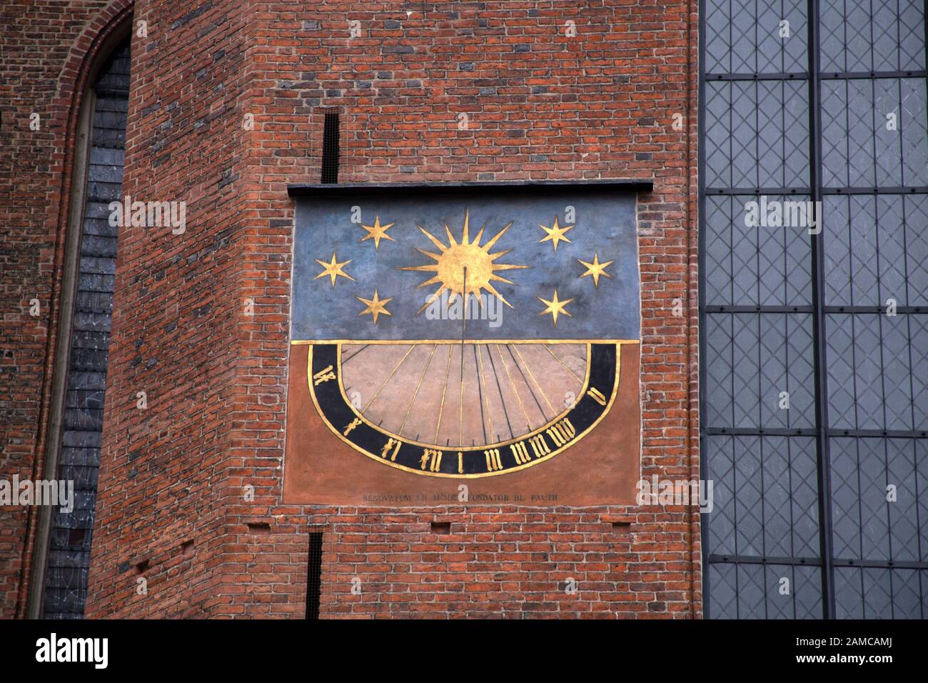 Sundial on the outside of St Mary's Church, Gdansk Poland Stock Photo ...