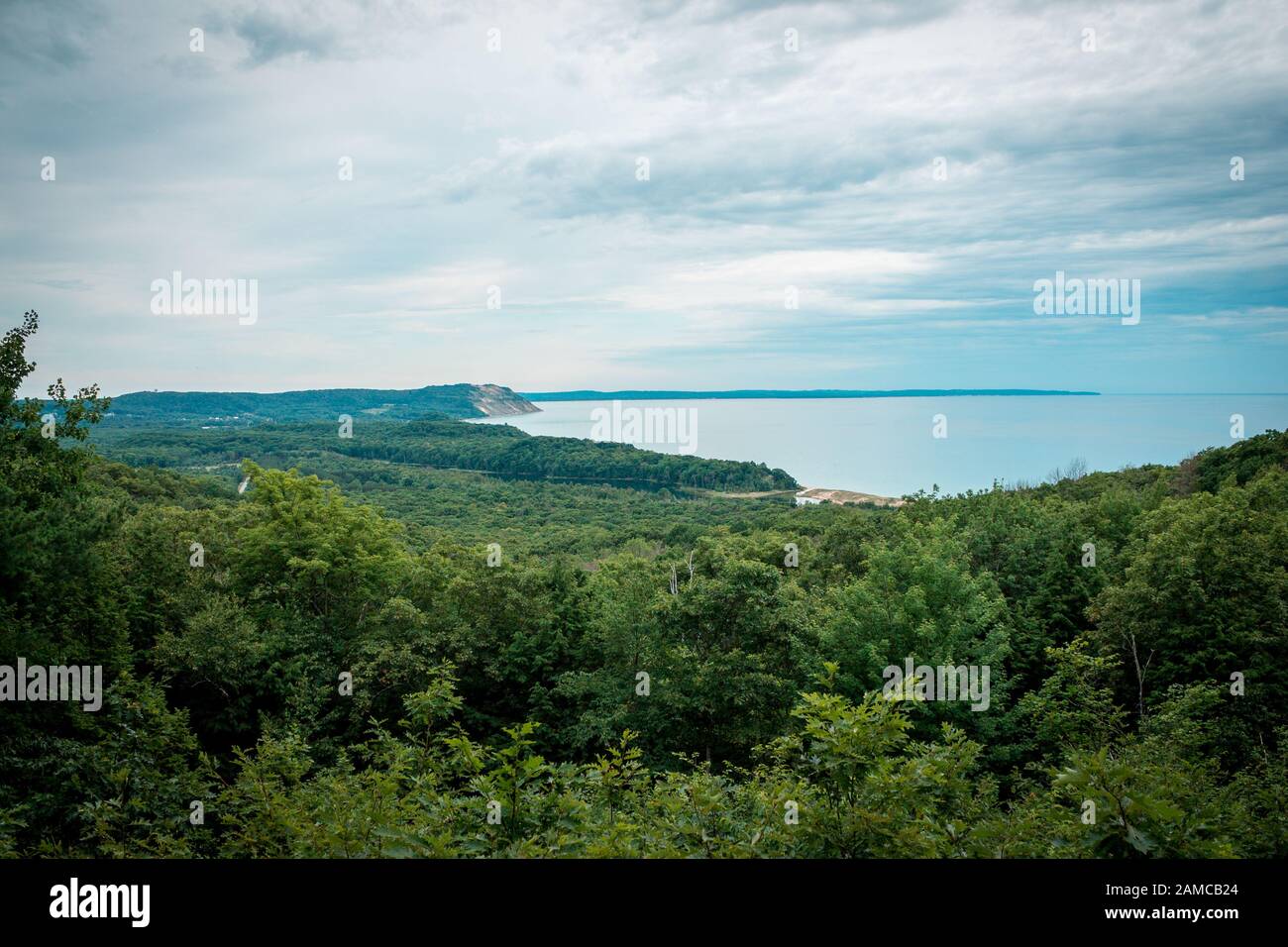 Landscape shot of North Manitou Island from the Sleeping Bear Dunes ...