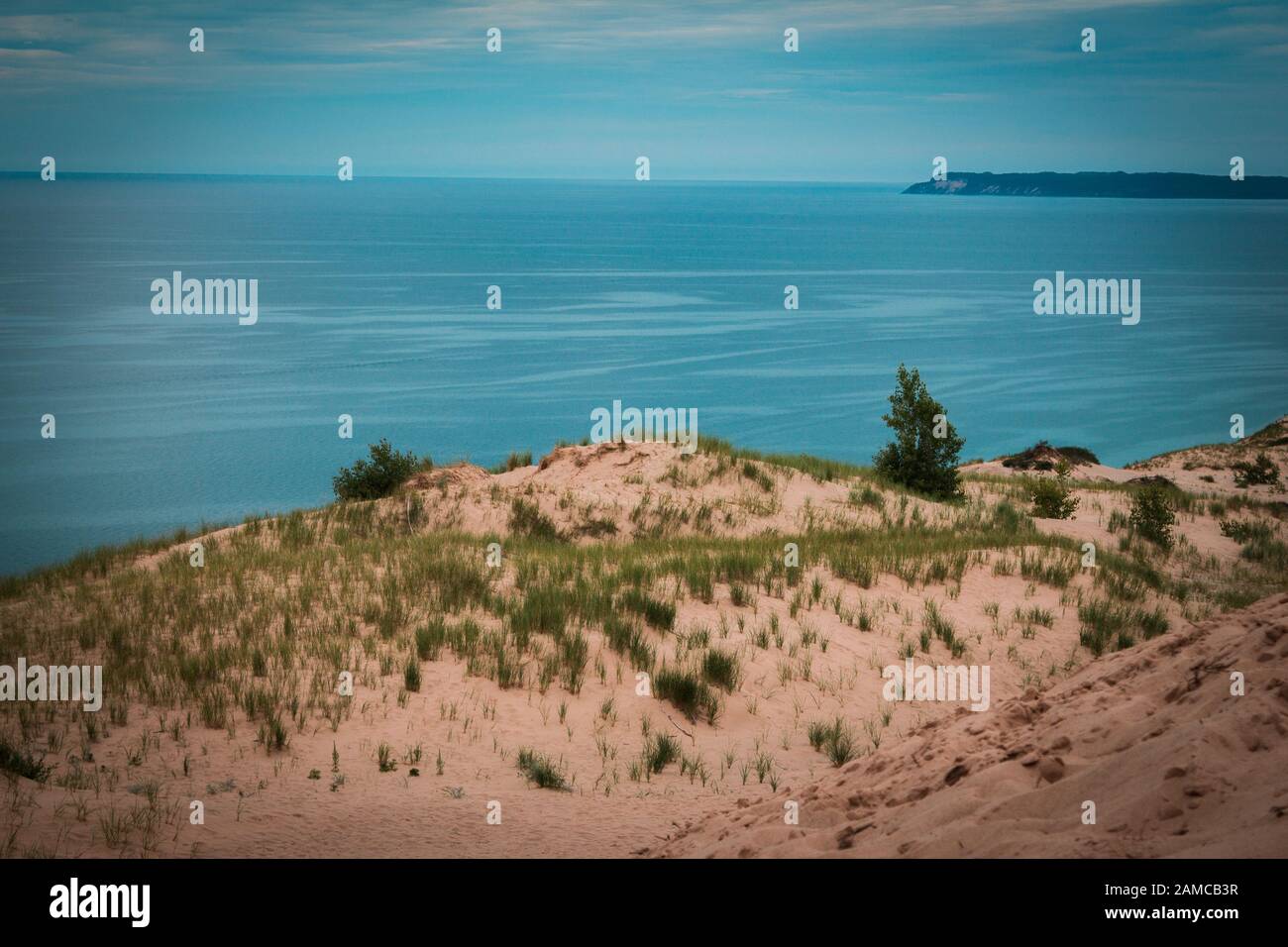 Landscape shot of South Manitou island on Lake Michigan from the ...