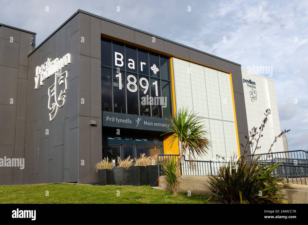 Rhyl, UK: Jan 8, 2020: The Pavilion Theatre complex incorporates a bar ...