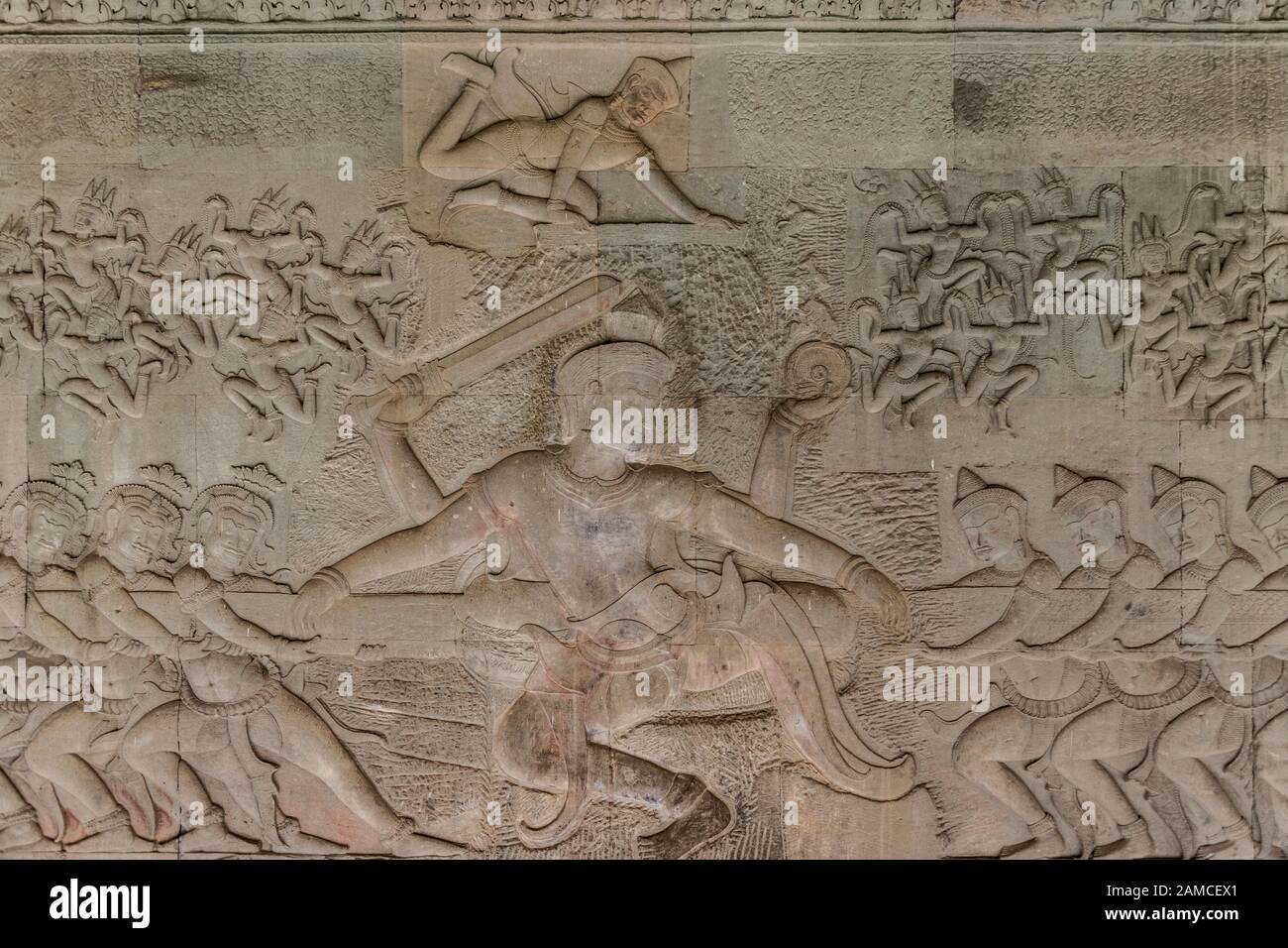 Detailed shots of the reliefs in the Angkor Wat temple, Cambodia Stock ...