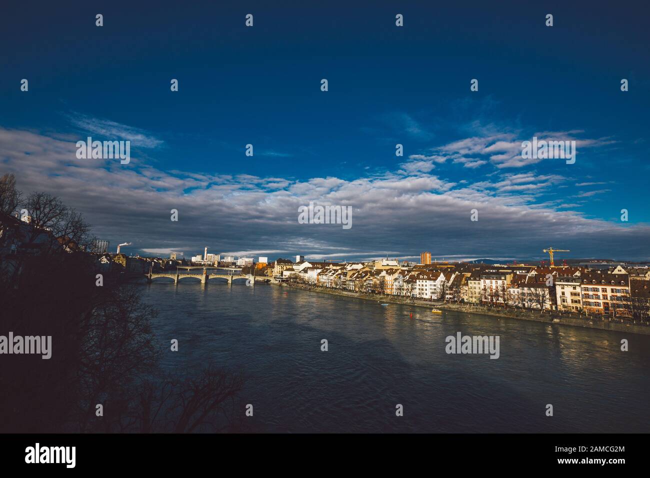 View on Basel city and river Rhine, Switzerland. Heritage, beautiful ...