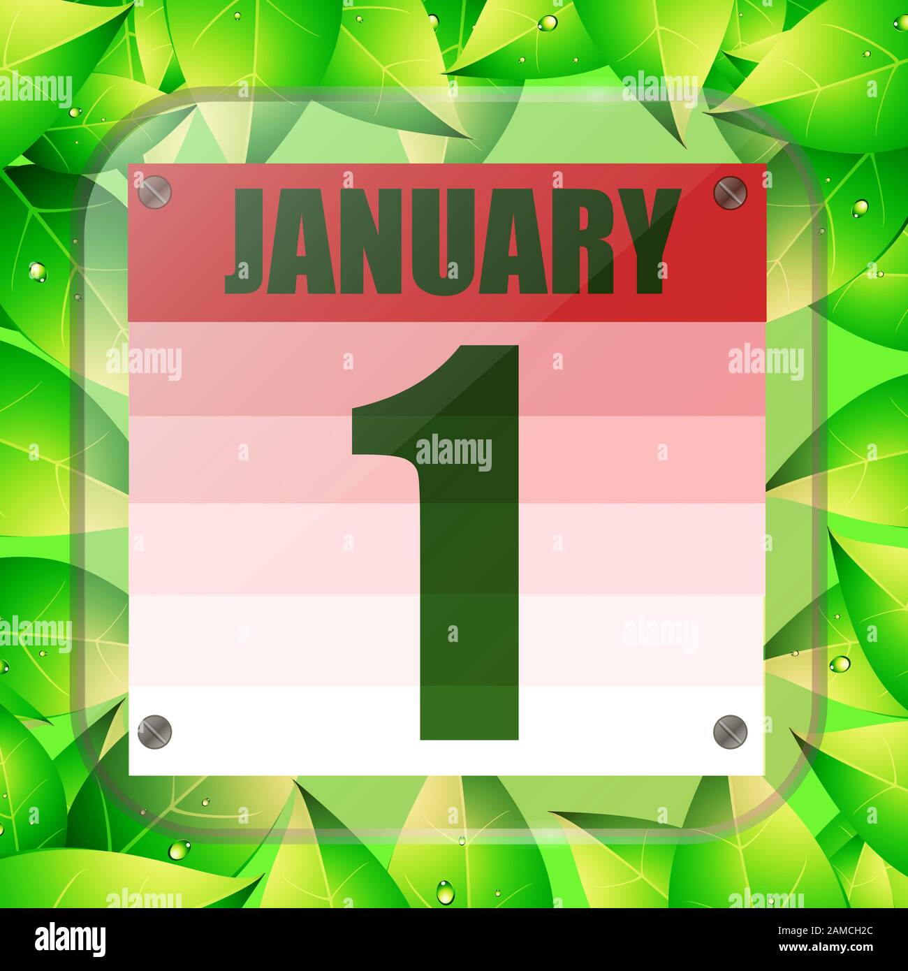 January 1 icon. Calendar date for planning important day with green ...