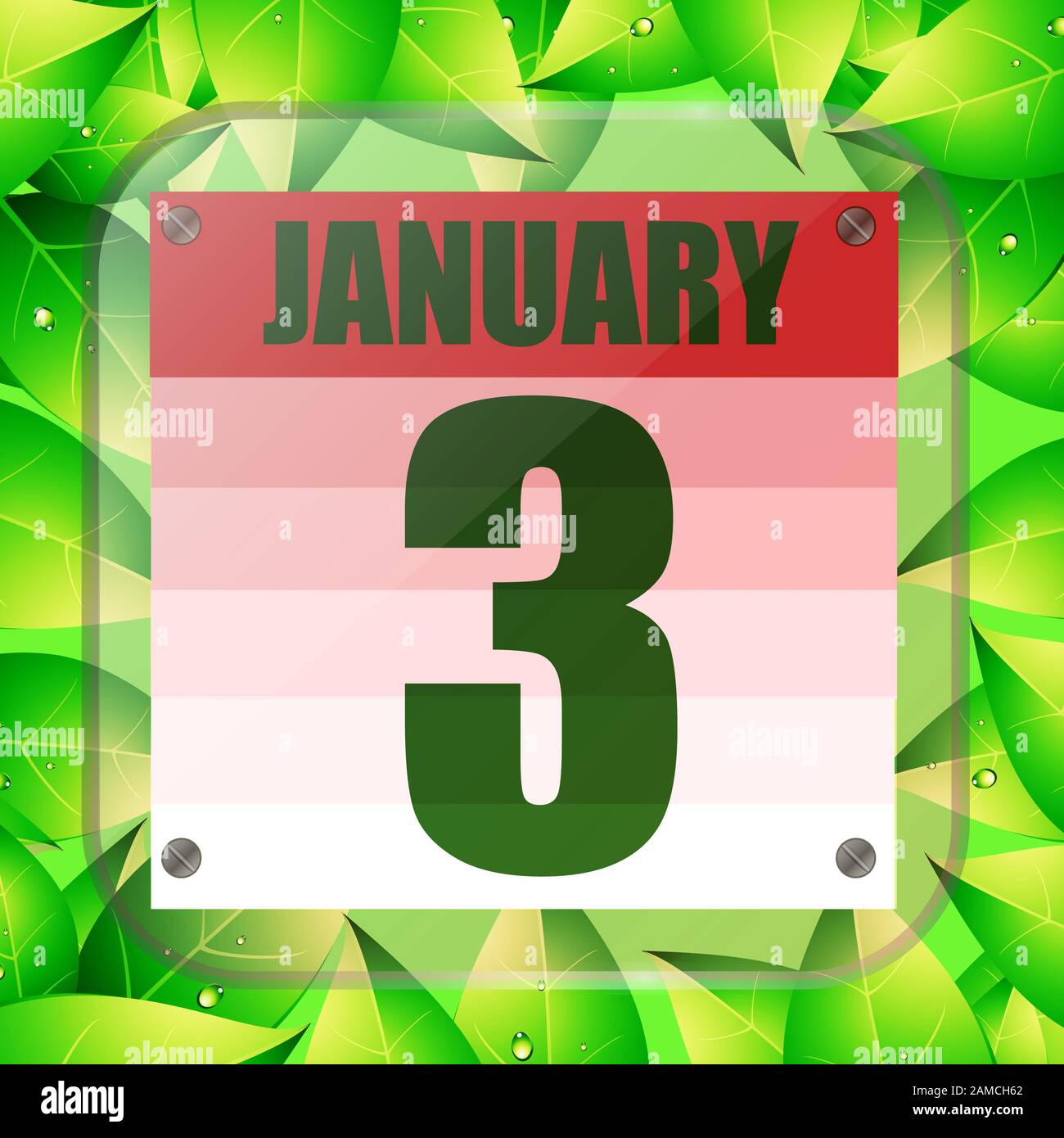January 3 icon. Calendar date for planning important day with green ...