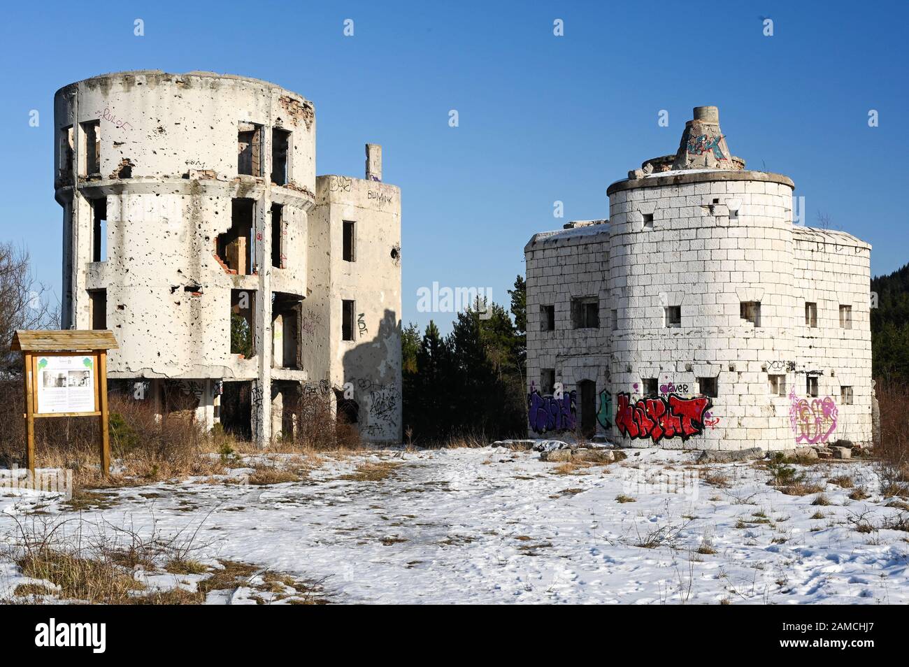 An old space observatory in Sarajevo on the Trebevic mountain ...