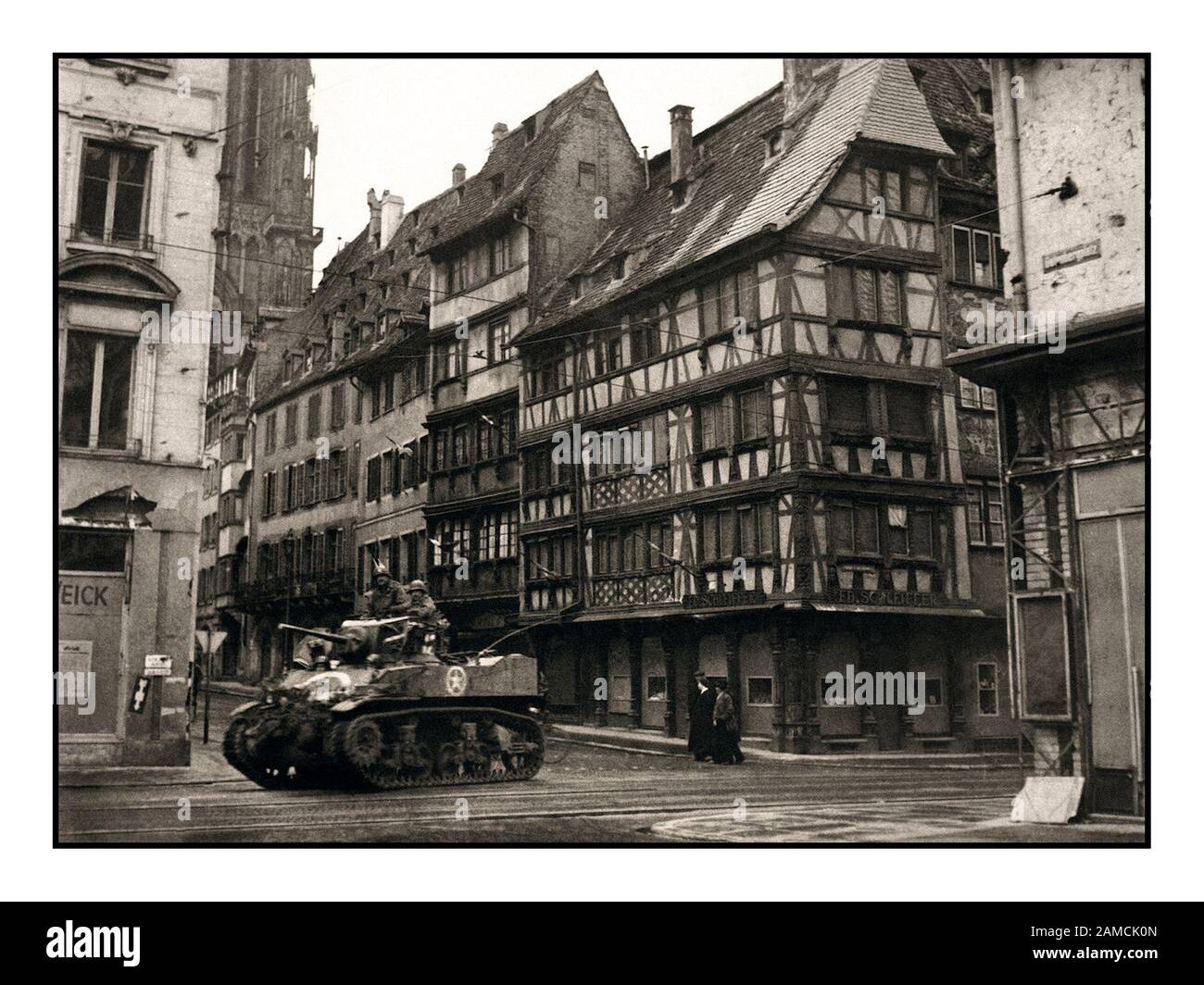 Us tanks rolling through strasbourg world war ii hi-res stock ...