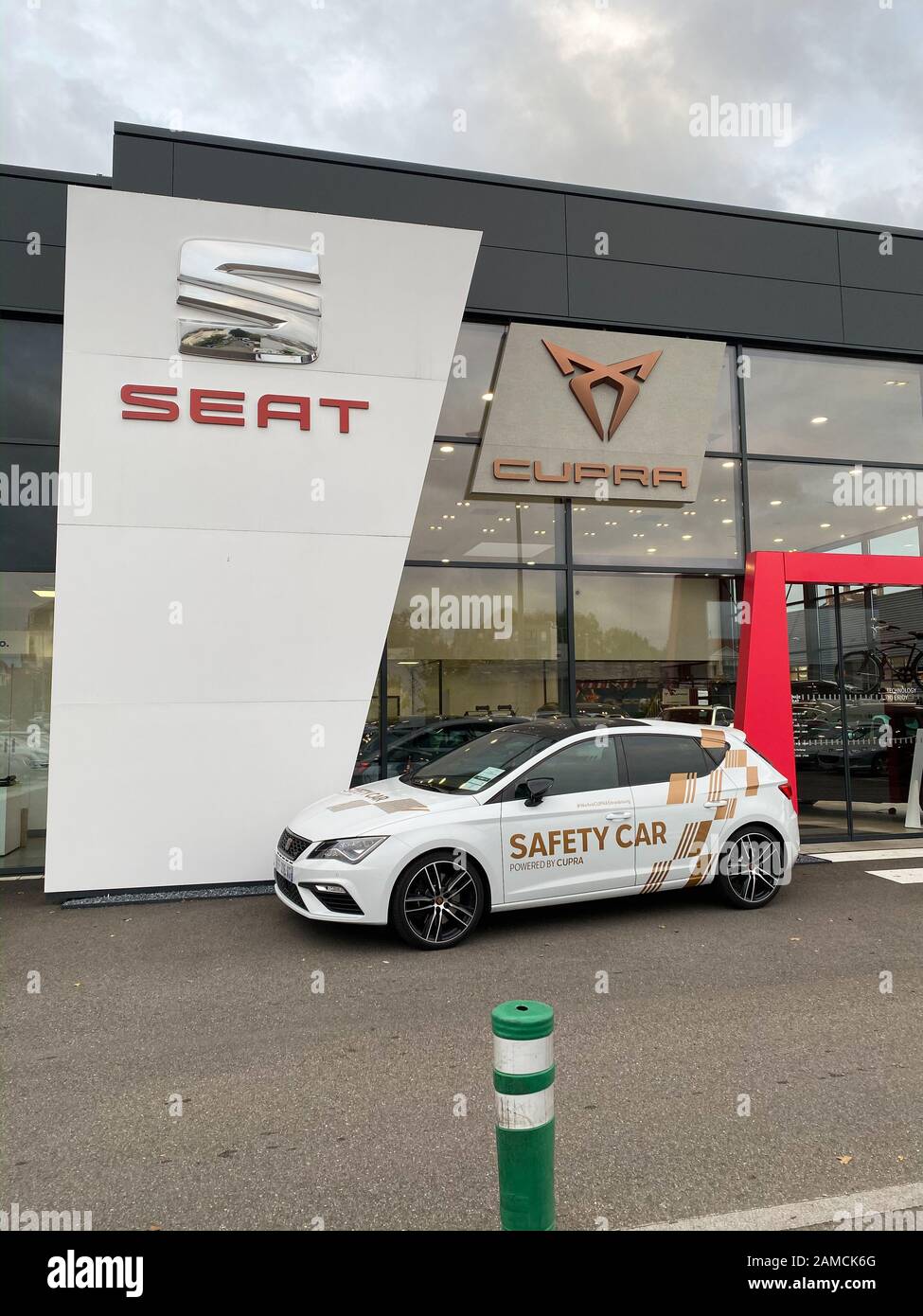 Paris, France - Oct 25, 2019: Front view of new luxury sport Seat Cupra ...