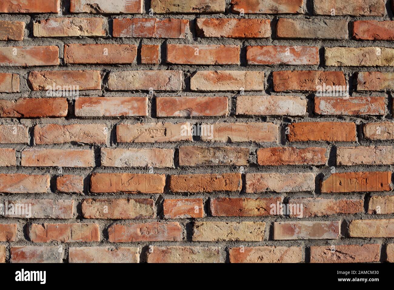 Wall of red brick - structure, bricklayer. Old red brick wall texture ...