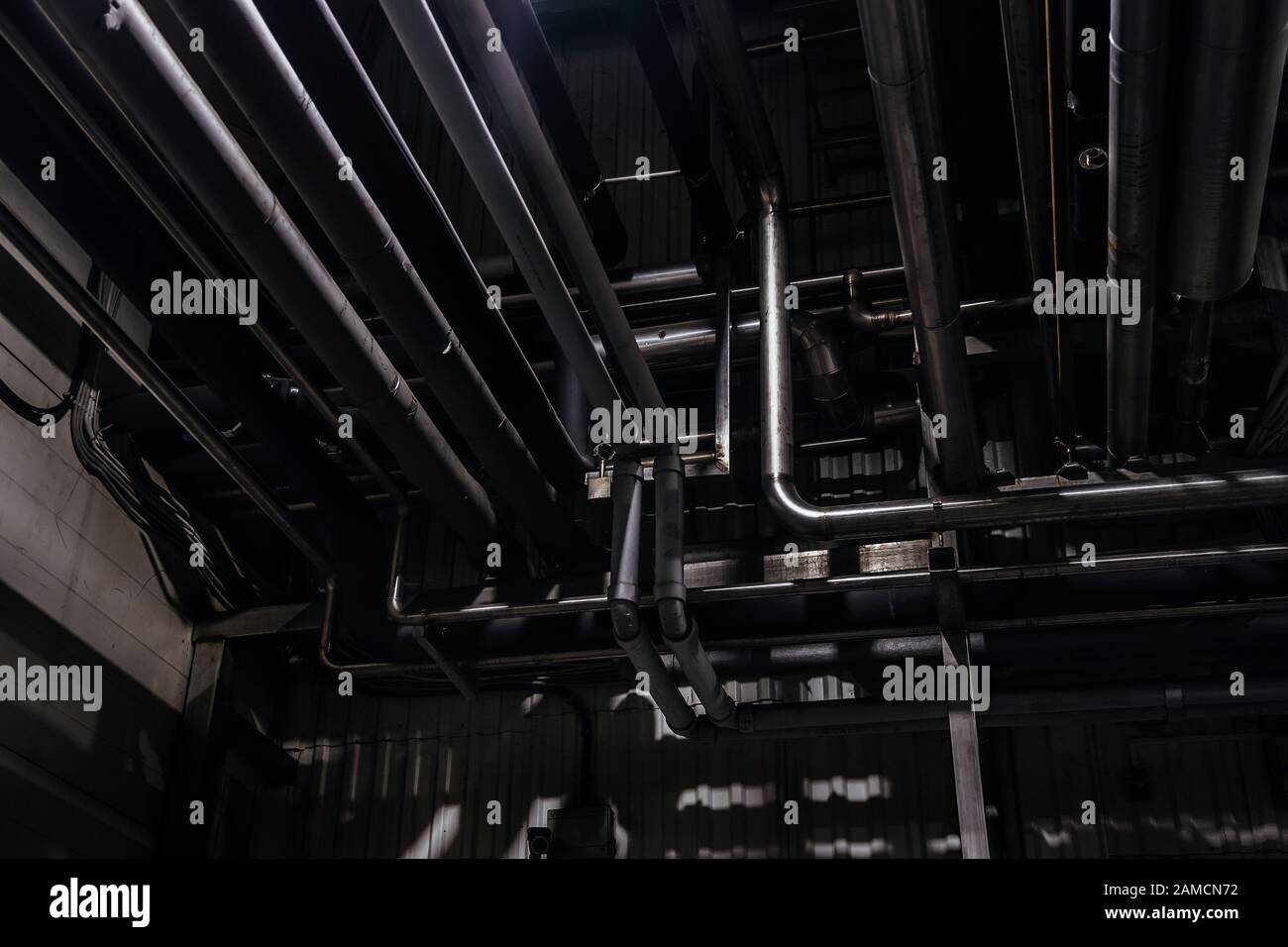Industrial steel pipes. Pipeline system for delivering components or ...