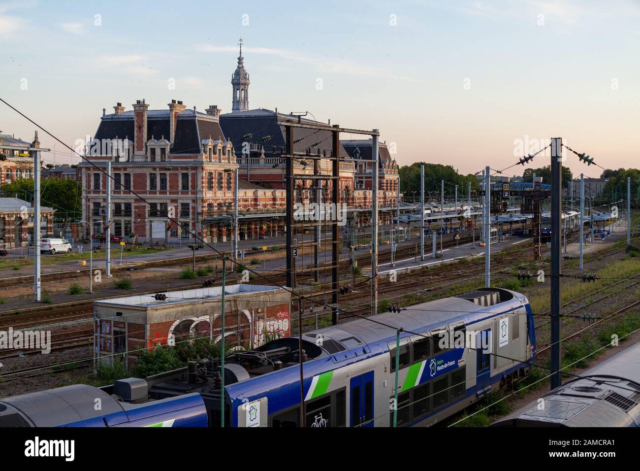 The historical building of the railway station in Valenciennes, France ...