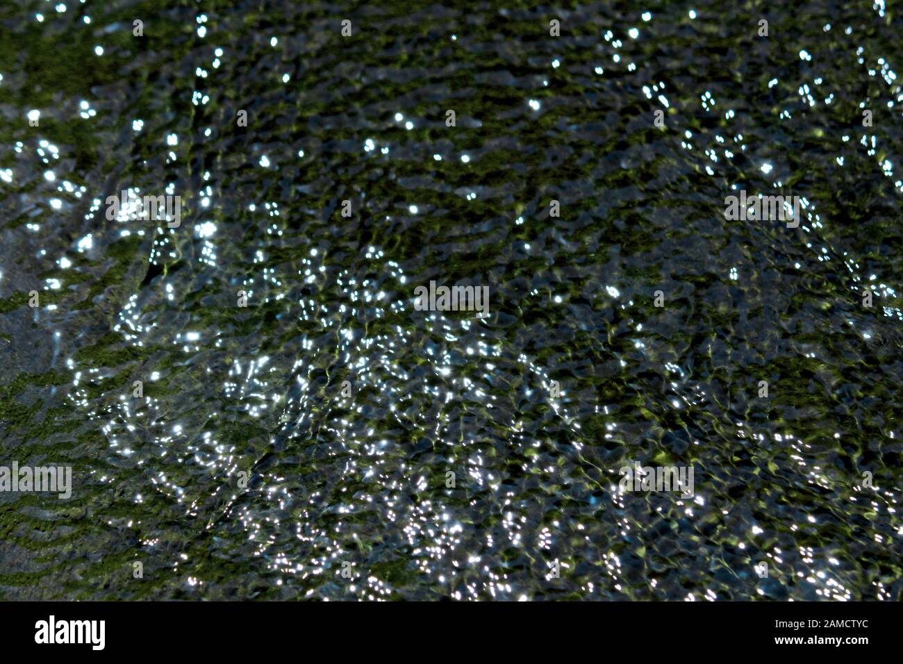 Closeup photo as a background material of pure water flow reflecting ...